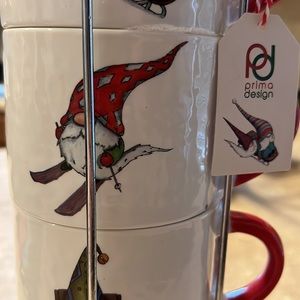 Holiday | Set Of 4 Christmas Gnomes Ceramic Stackable Coffee Mugs With ...
